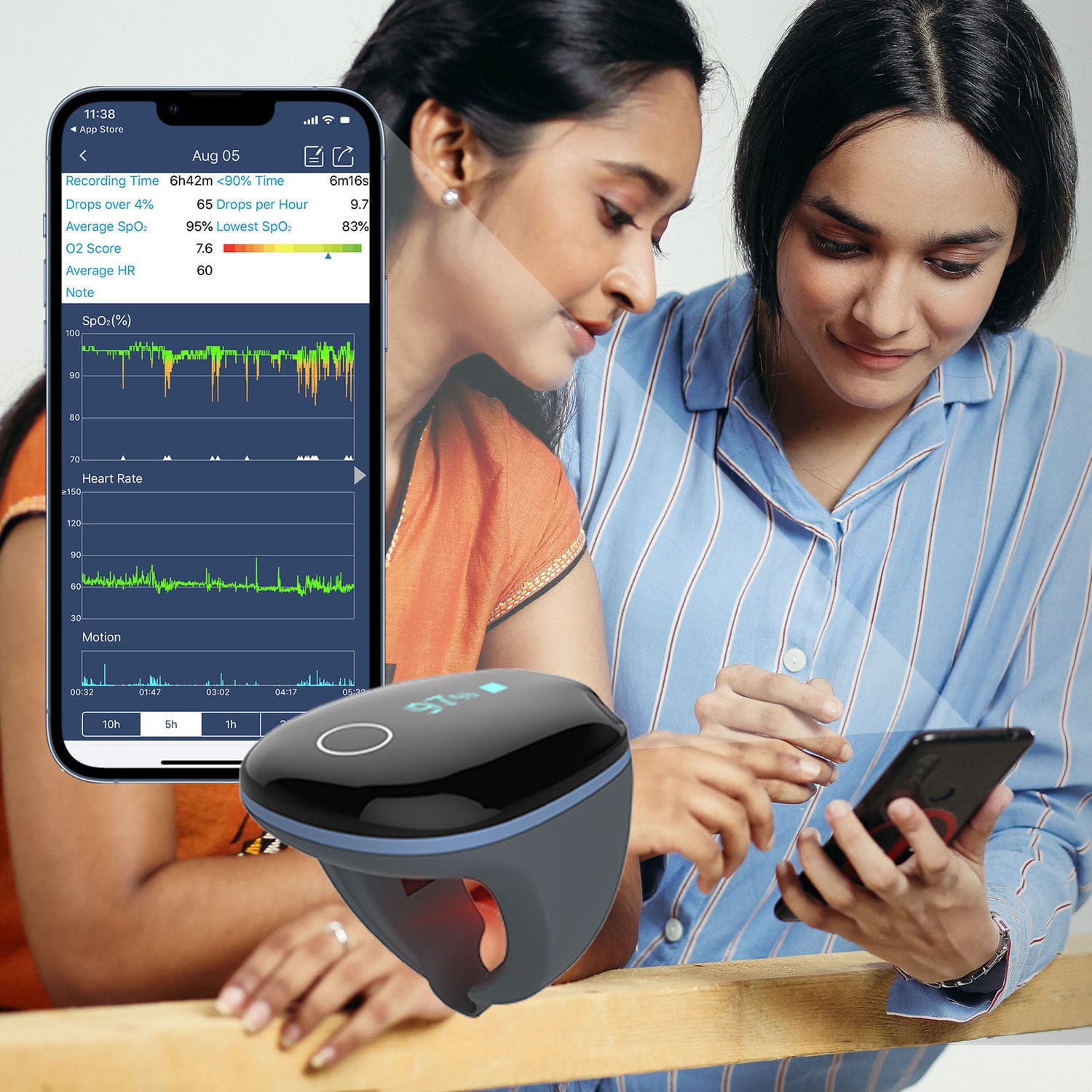 Monitor del sonno con connessione wireless - O2 ring - Viatom by Lepu