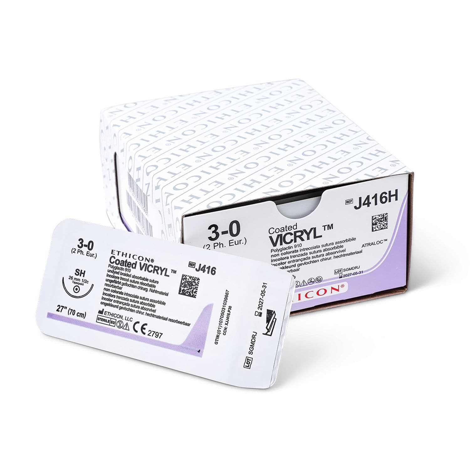 Filo di sutura assorbibile - VICRYL™ - Ethicon - 10/0 / 9/0 / 8/0